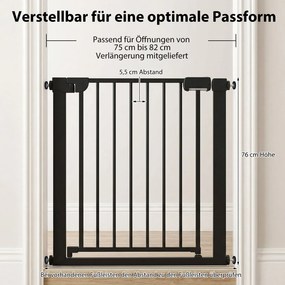 Costway Schodišťová brána bez vrtání se šířkou 75-82 cm Auto-Close