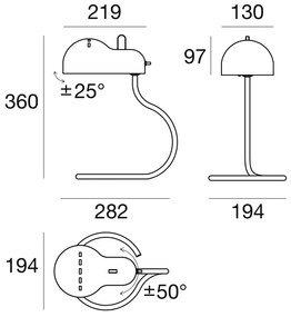 Stilnovo 9067 Minitopo Classic, červená stolní retro lampička, 1x7W LED E27, výška 36cm