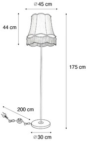 Retro stojací lampa mosazná sgranny stínidlem krémovým 45 cm - Kaso