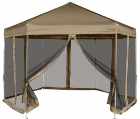 Šestihranný pop-up stan s bočnicemi 3,6 x 3,1 m taupe 220 g/m²,  362013