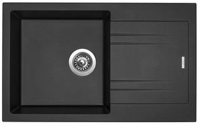 Sinks Linea 780 N Granitový dřez s odkapem oboustranné provedení, 78x48cm, metalblack SIGLI780480N74