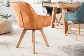 Designová otočná židle Gaura tmavě - hořčicový samet