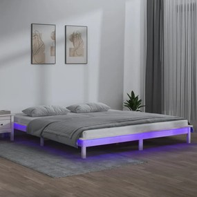 Rám postele s LED světlem bílý 160 x 200 cm masivní dřevo