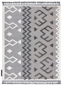 koberec MAROC P659, šedý střapce, vzor Aztécký, Etno, Berber, Maro velikost 140x190 cm | krásné koberce cz
