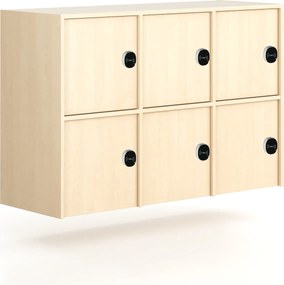 Nástavba pro skříně FRAME, 6x dveře, 1299 x 450 x 854 mm, RFID zámek, bříza
