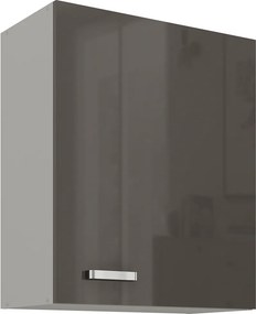 GREY gr | horní skříňka 60 G-72 1F policová | 60 cm | světle šedá/tmavě šedá lesk
