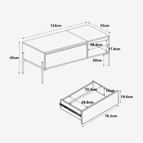 Konferenční stolek na kovových nohách TUMILLO