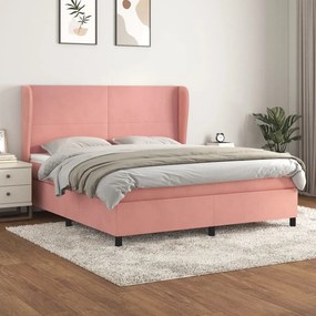 Box spring postel s matrací růžová 180x200 cm samet 3129110