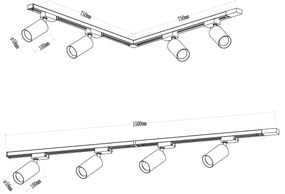 Bodové svítidlo v lištovém systému PIPE 4xGU10/10W/230V zlatá/černá
