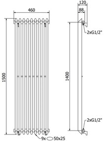 Mexen Atlanta, topné těleso 1500x460 mm, 894 W, bílá, W211-1500-460-00-20