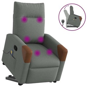 Zvedací masážní polohovací křeslo tmavě šedé textil 3324015