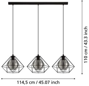 Eglo 43483 - Lustr na lanku VERNHAM 3xE27/40W/230V