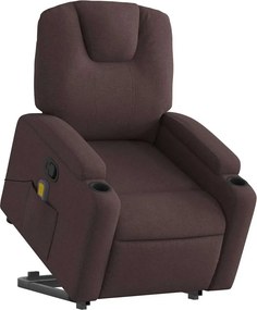 Zvedací masážní polohovací křeslo tmavě hnědé textil 3204385