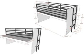Bílá vyvýšená dětská postel s roštem 90x200 cm Sam – Vipack