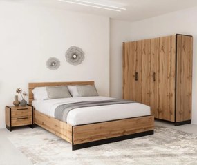 Postel AMONI 160x200, dub wotan/černá Kondela 0000400446