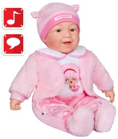 Česky mluvící a zpívající dětská panenka PlayTo Nelinka 46 cm Růžová
