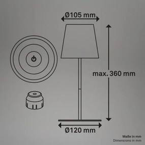 Briloner 7510013-LED RGB Stm stolní lampa CALIDA 2,5W/5V IP44 1200mAh bronzová