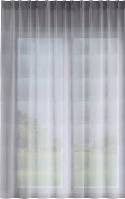 Záclona na dvojitých hačcích flex barva šedá látka poloprůhledná, pletený vzor