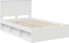 Rám postele s čelo Bílá 120 x 200 cm Masivní borové dřevo 3409381