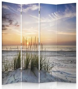 Ozdobný paraván Duny na mořské pláži - 145x170 cm, čtyřdílný, klasický paraván
