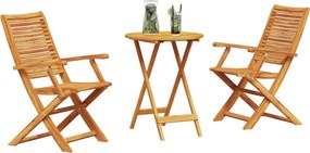 Skladací bistro sada 3 ks Hnědá Masivní akátové dřevo 3375689