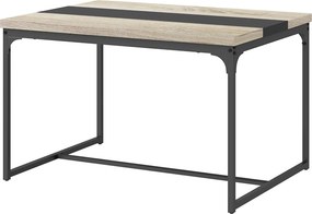 HOMCOM Jídelní stůl pro 6 osob v průmyslovém stylu, černý kov a dřevo, rozměry 120D x 89Š x 75,5V cm