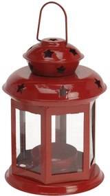 Lucerna na čajovou svíčku Tharsis červená, 14 cm