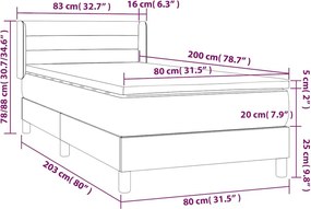 Box spring postel s matrací tmavě šedá 80 x 200 cm samet 3130986