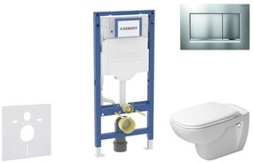 Geberit Duofix - Set předstěnové instalace, klozetu D-Code a sedátka softclose, tlačítko Sigma20, matný chrom/chrom SANI11CP2106