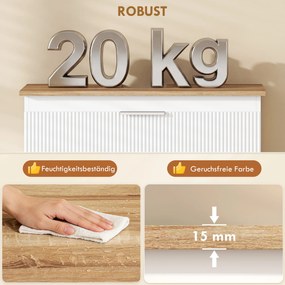 HOMCOM spodní skříňka pod umyvadlo s 2 velkými zásuvkami, dvoubarevná, vhodná pro sloupkové i nábytkové umyvadlo, 80 × 40 × 60 cm, bílá a přírodní