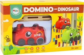 LEAN Toys Autíčko dinosaurus na baterie, skládá barevné domino, 4 barvy