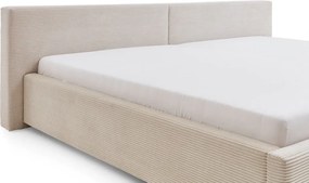 Béžová čalouněná dvoulůžková postel s úložným prostorem s roštem 200x240 cm Cube – Meise Möbel