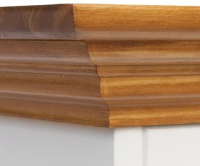 Massive home | Bílá vysoká komoda z masivu Belluno Elegante s dubovou deskou