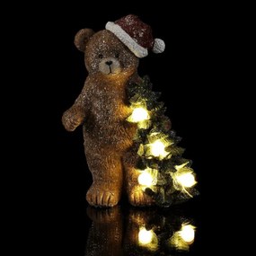 Vánoční figurka medvěda se stromkem a LED osvětlením (2 ks)