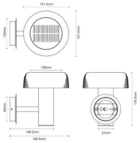 Zuma Line WT33111 - LED Solární nástěnná lampa BLUET LED/2,5W/2000mAh IP44 černá