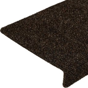 Schodové rohože samolepicí 30 ks 65 x 21 x 4 cm tmavě hnědé s obdélníkovým okrajem 3365697