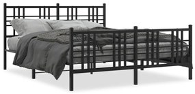 Kovový rám postele s hlavovým a nožním čelem černý 160 x 200 cm,  376345