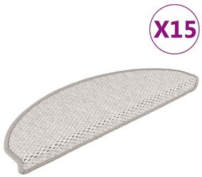 Samolepicí nášlapy na schody sisal 15 ks 65 x 21 x 4 cm platina 326870