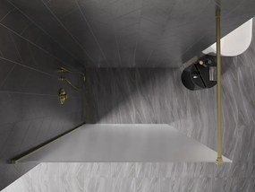 Mexen, Mexen Kioto-X sprchová stěna 100 x 200 cm, matná 10 mm, broušené zlato - 800-100-101-55-30-X