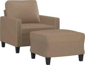 Křeslo s podnožkou cappuccino 60 cm umělá kůže 3201023