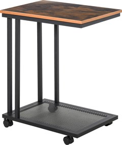 HOMCOM Odkládací stolek tvaru C Servírovací vozík Odkládací stolek dřevo kov černý ořech 51x36x65 cm do obývacího pokoje a kuchyně | Aosom.de