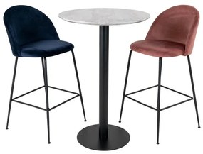 Designový kulatý barový stůl Kane 70 cm imitace mramoru / černý