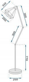 Toolight - Podlahová lampa Reno 1xE27 60W 300216 Diament, černá, OSW-06963