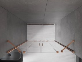 Mexen Velar Duo, posuvné dveře do otvoru 140x200 cm, 8mm čiré sklo, měděná matná, 871-140-000-02-65