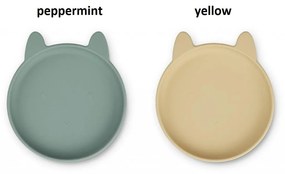 LIEWOOD Dětský talíř Rabbit Peppermint/Wheat Yellow 17 cm Yellow, zelená barva, žlutá barva, plast