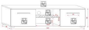 TV stolek Moon 140 cm černý mat/černý lesk