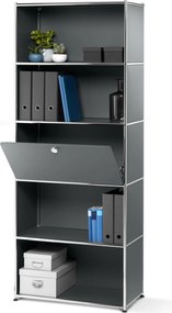 Tchibo - Kovový vysoký regál CN3 s výklopnými dvířky - barva: černá