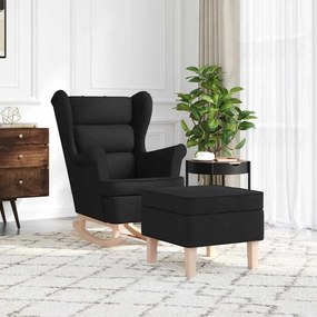 Houpací křeslo s podnožkou černé textil 3307999