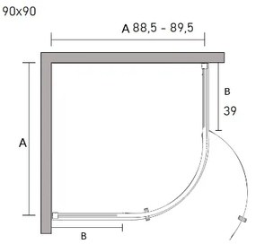 Aplomo Stylio One čtvrtkruhový sprchový kout Rozměr koutu: 90x90cm