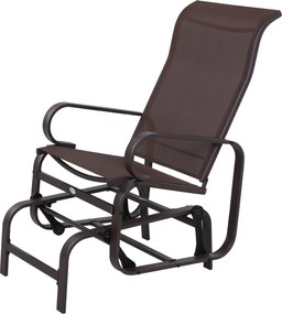 Zahradní houpací křeslo Outsunny - Relaxační křeslo do zahrady - Kovové houpací křeslo pro terasu a balkón - Textilin Hnědá 60 x 73 x 104 cm | Aosom